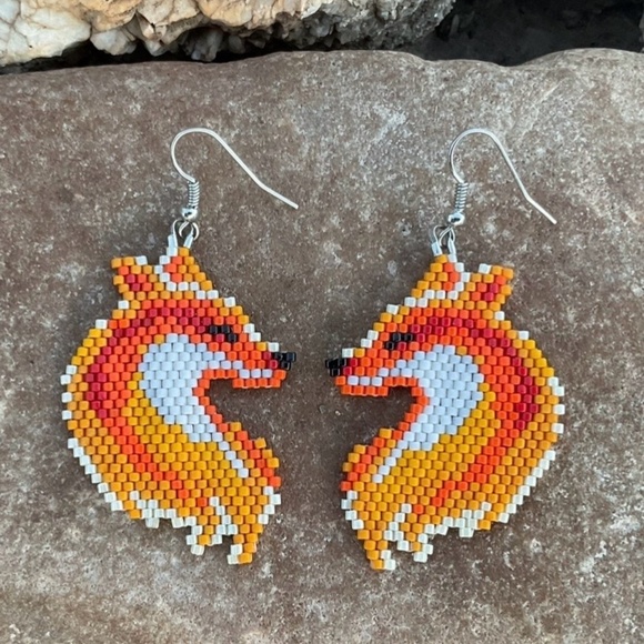 DoubleACreations | Jewelry | Red Fox Beaded Earrings New Handmade By Me ...